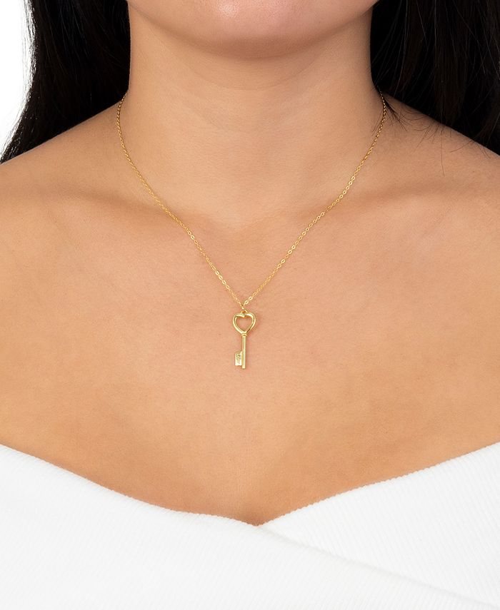 Giani Bernini Heart & Key Pendant Necklace, 16" + 2" extender, Created ...