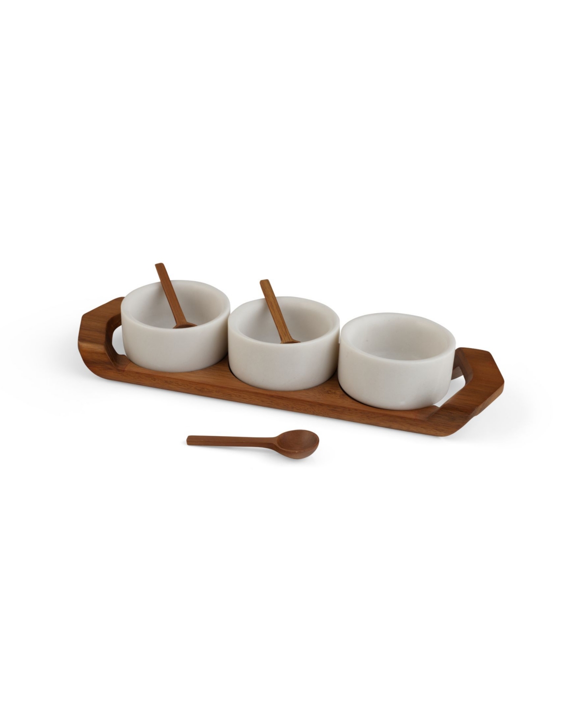 Click here for Chevron Condiment Tray with Bowls - White  Brown prices