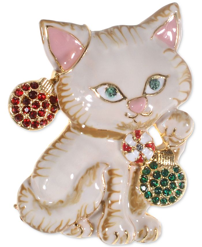 Charter Club Gold-Tone Pavé Ornament Kitten Pin, Created for Macy's ...