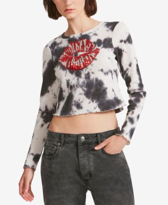 Madden Girl Juniors' Sequin Lips Graphic Top - Macy's