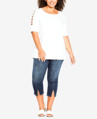 Plus Size Caged Sleeve Top - Macy's