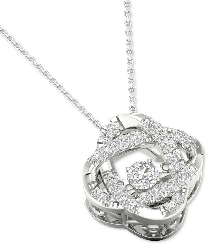 Twinkling Diamond Star Diamond Interlocking Oval 18" Pendant Necklace ...