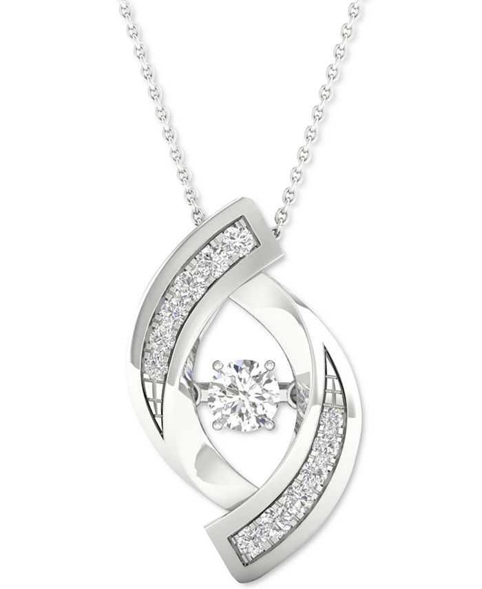 Twinkling Diamond Star Diamond Swirl 18" Pendant Necklace (1/4 ct. t.w ...