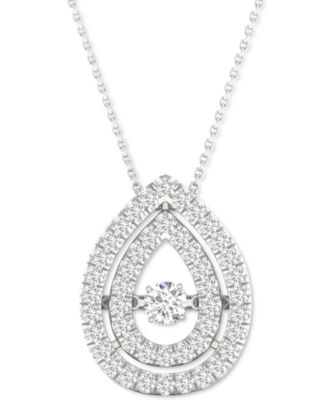 Twinkling Diamond Star Diamond Double Teardrop Halo 18" Pendant ...