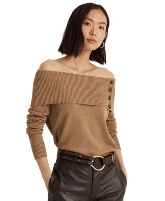 Lauren Ralph Lauren Off-The-Shoulder Cotton-Blend Sweater & Reviews ...