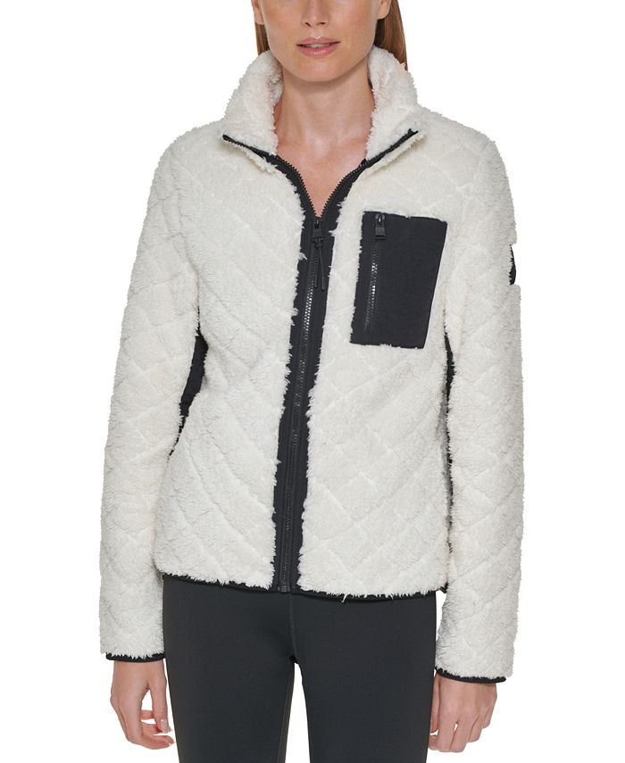 Calvin Klein Women's Diamond-Pattern Fleece Jacket & Reviews - Jackets ...