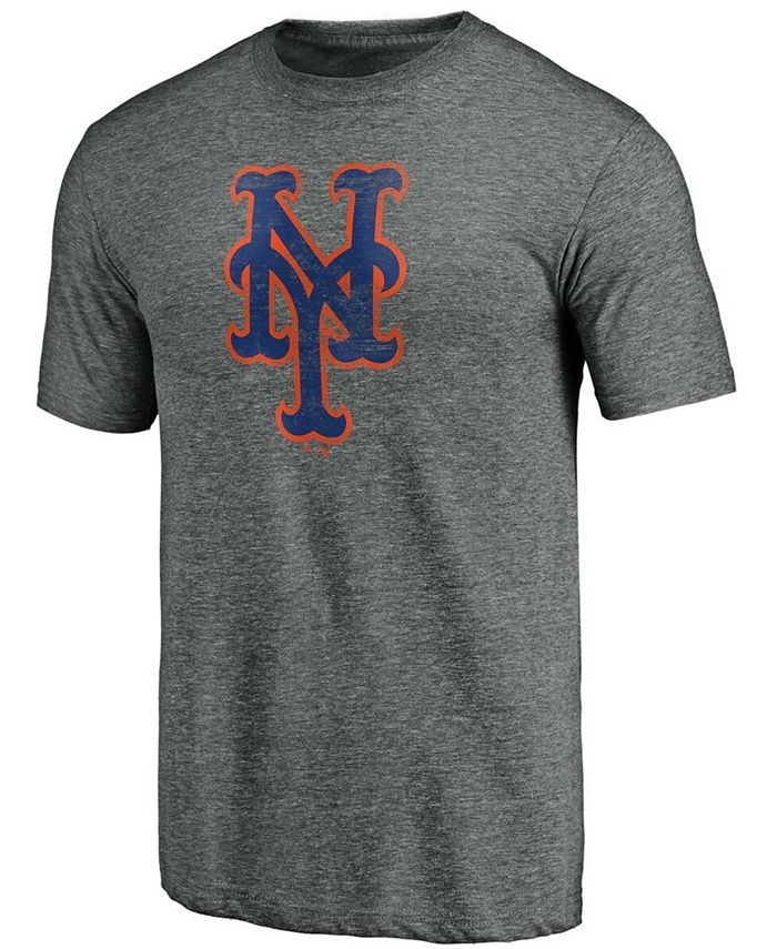 Fanatics Men's Heathered Gray New York Mets Weathered Official Logo Tri ...