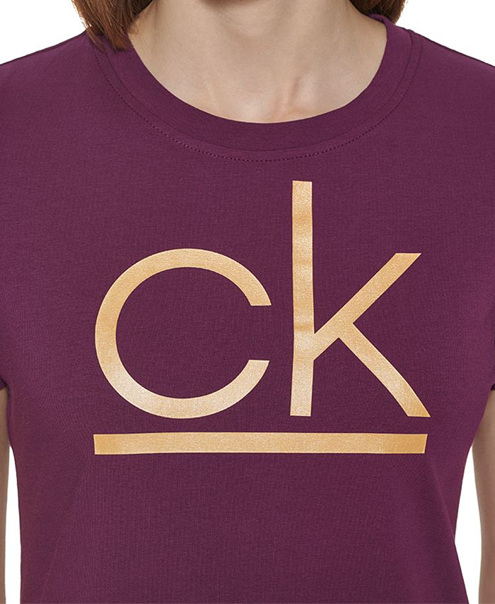 Calvin Klein Cotton CK Metallic Logo T-Shirt Sheath Dress - Macy's