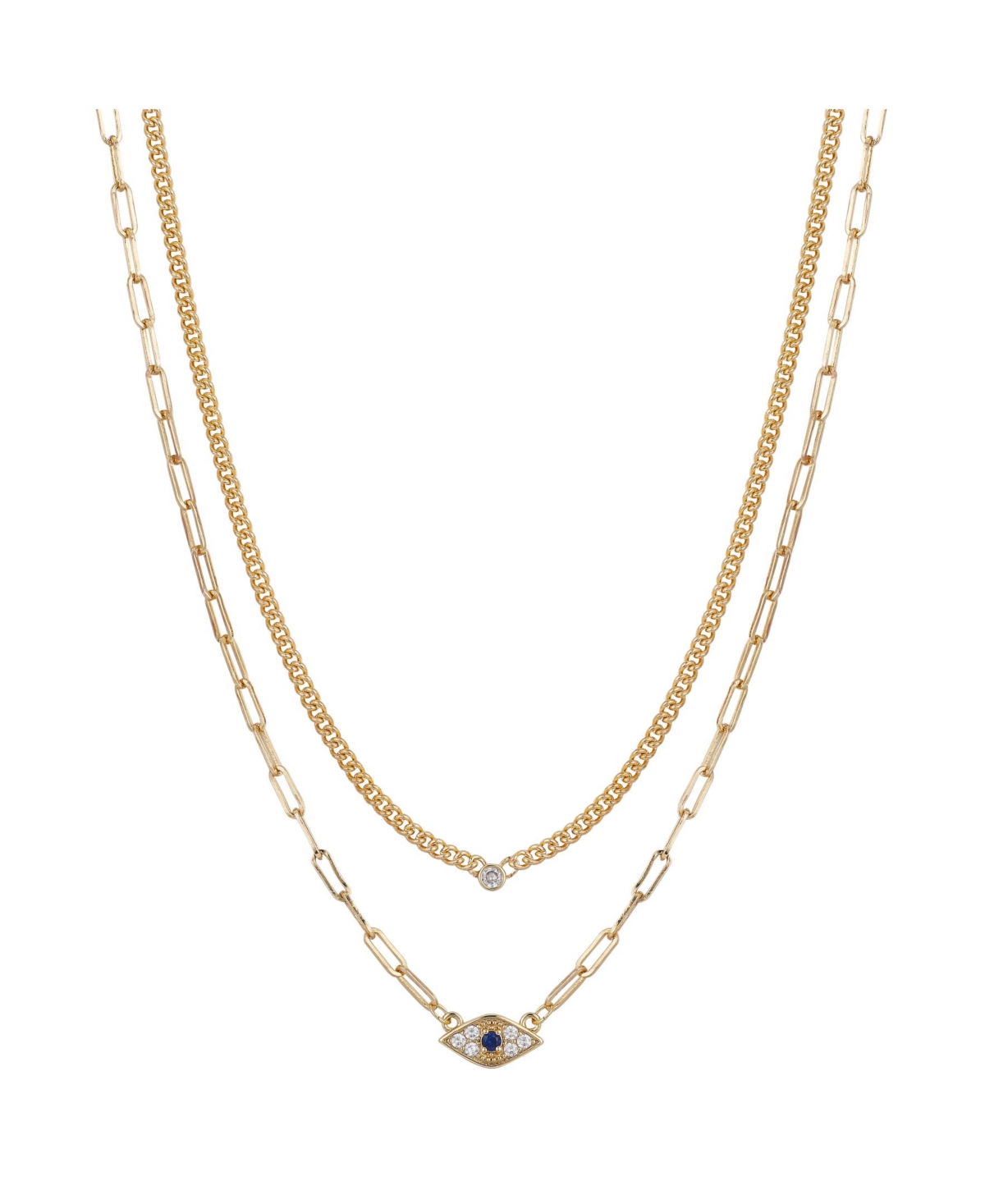 Click here for Gold Flash Plated Cubic Zirconia Evil Eye Layered... prices