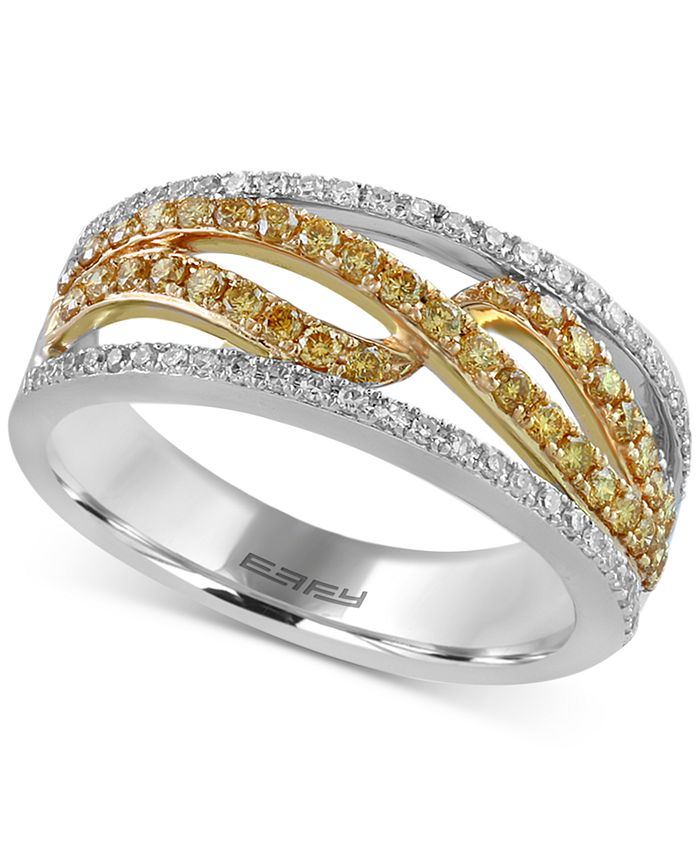 EFFY Collection EFFY® Yellow & White Diamond Openwork Swirl Ring (5/8 ...