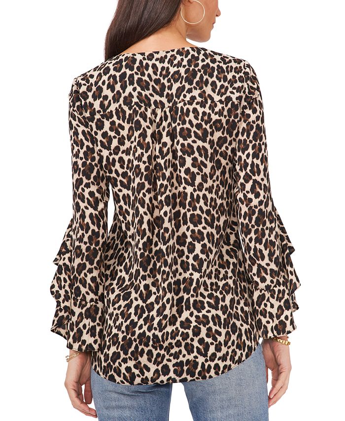 Vince Camuto Tiered Sleeve Leopard Print Top Macys