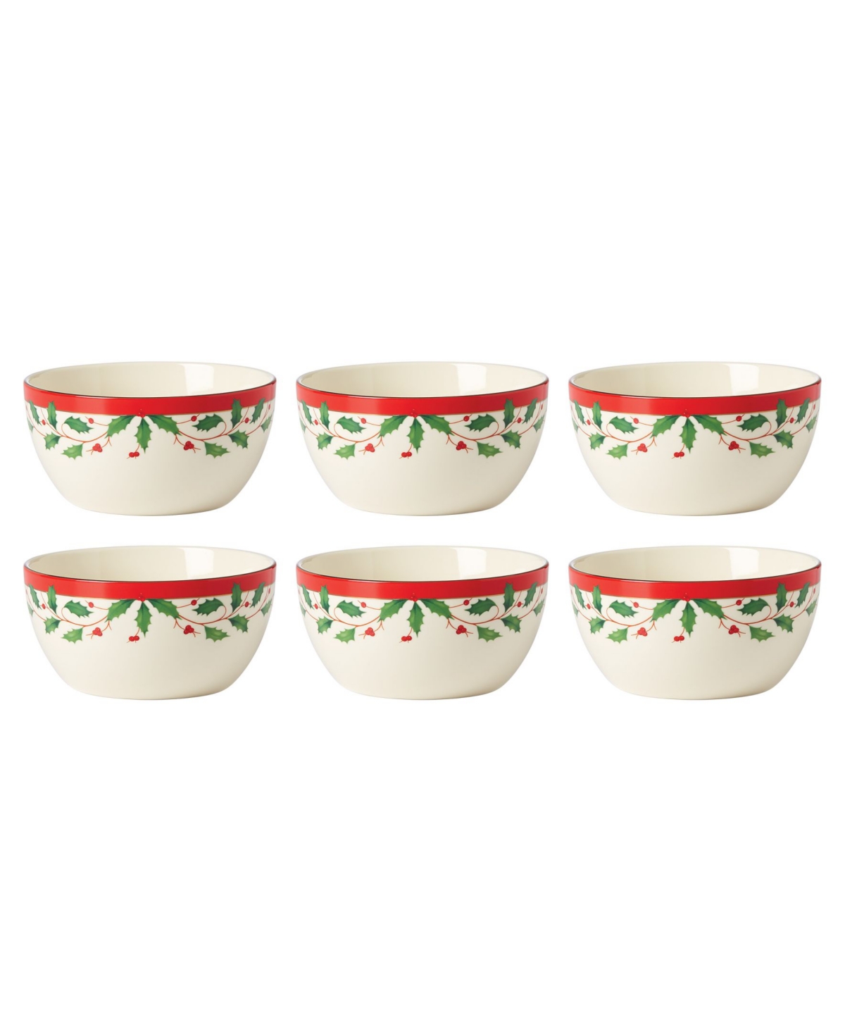 Click here for Holiday Dessert Bowl  Set of 6 - Red  Green and Iv... prices