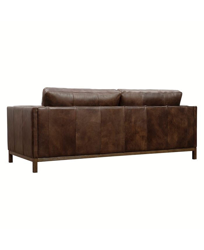 Pulaski Drake Genuine Leather Sofa with Wooden Base - Macy's