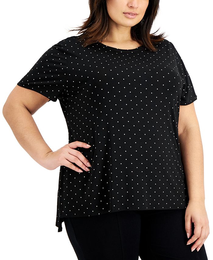 Alfani Plus Size Dot-Print Top, Created for Macy's - Macy's