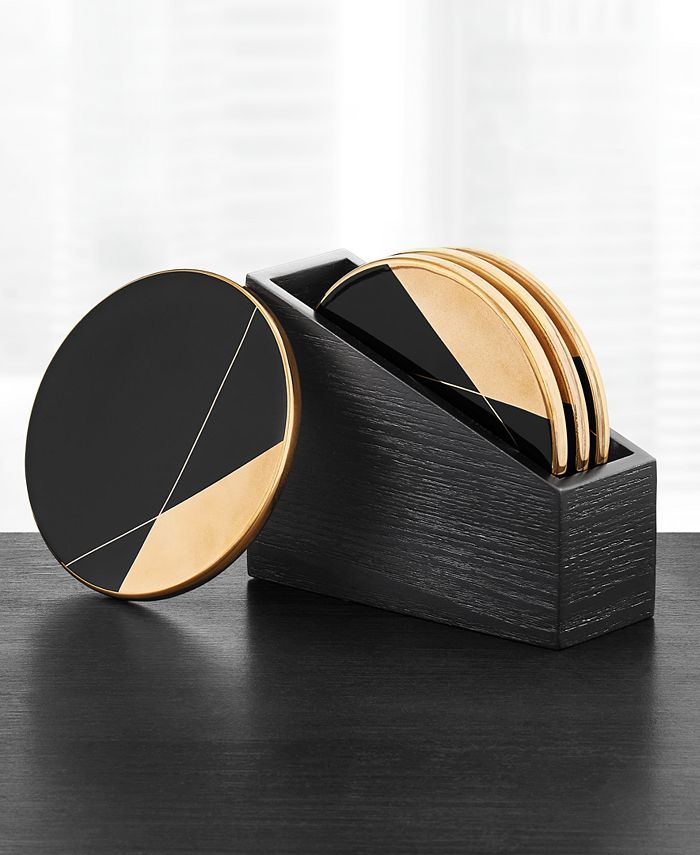 Hotel Collection Set of 4 Coasters with Holder, Created for Macy's - Macy's