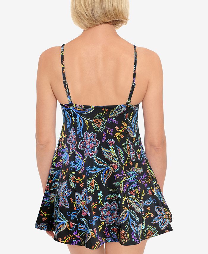 Swim Solutions Empire Waist Tummy Control Swimdress Created For Macys