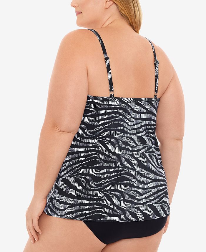 Swim Solutions Plus Size Flyaway Tummy Control Fauxkini One Piece