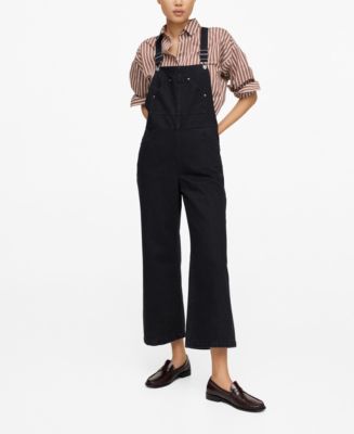 MANGO Women's Wide-Leg Denim Dungarees - Macy's