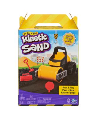 Kinetic Sand, Pave & Play Construction Set with Vehicle and 8oz Black ...