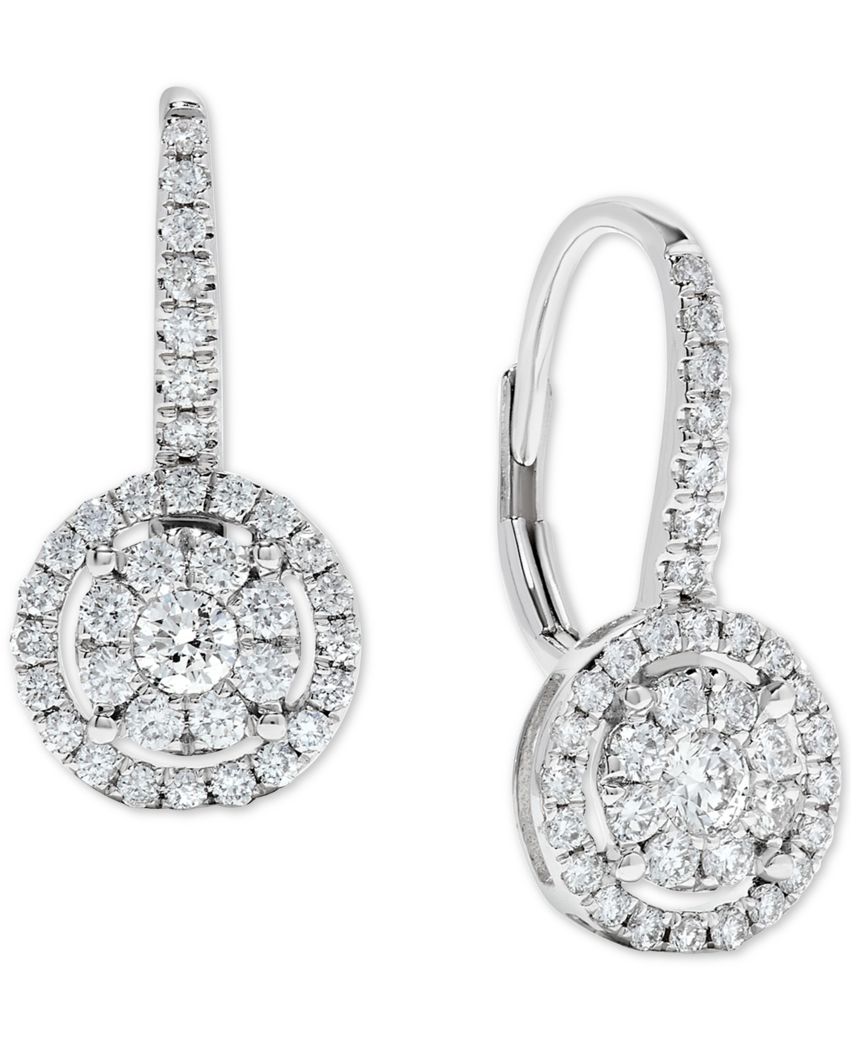 Click here for Diamond Halo Cluster Drop Earrings (3/4 ct. t.w.)... prices