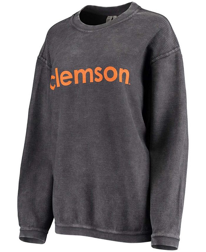 chicka-d Women's Charcoal Clemson Tigers Corded Pullover Sweatshirt ...