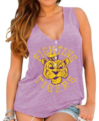 Women's LSU Tigers Purple Relaxed Henley Tank Top - Macy's