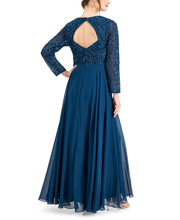 J Kara Embellished Cutout-Back Gown - Macy's