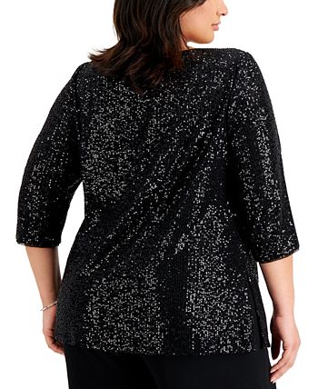 Alex Evenings Plus Size Sequined Party Top - Macy's