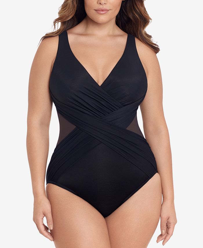 Miraclesuit Plus Size Allover Slimming Crossover One Piece Swimsuit