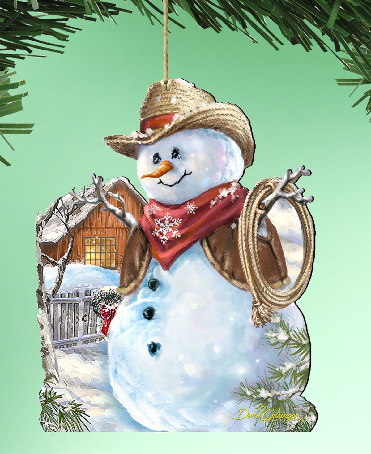 Click here for Designocracy 2 Piece Cowboy Snowman Wood Ornaments... prices
