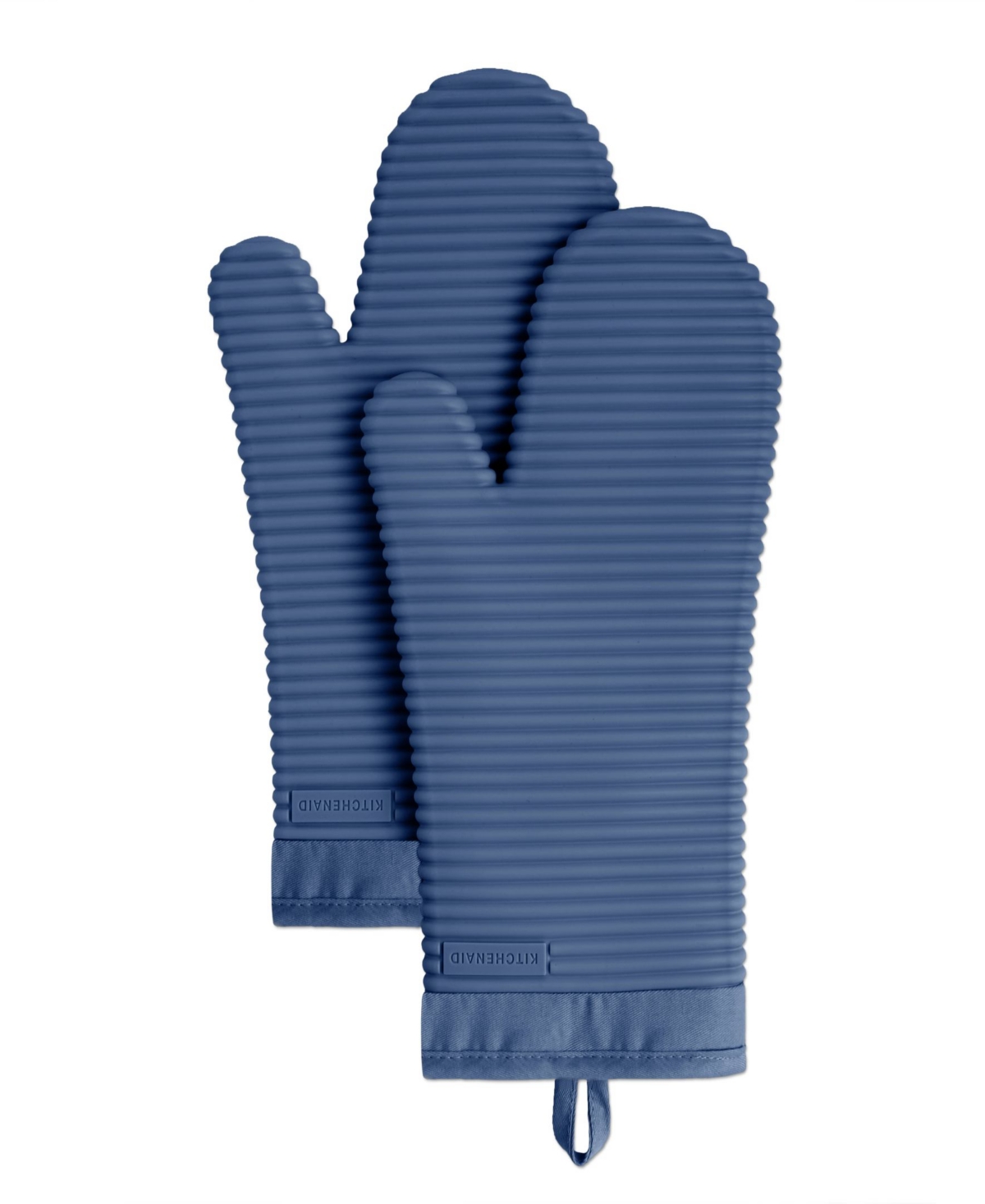 KitchenAid Ribbed Soft Silicone 2-Pc. Oven Mitt Set - Blue