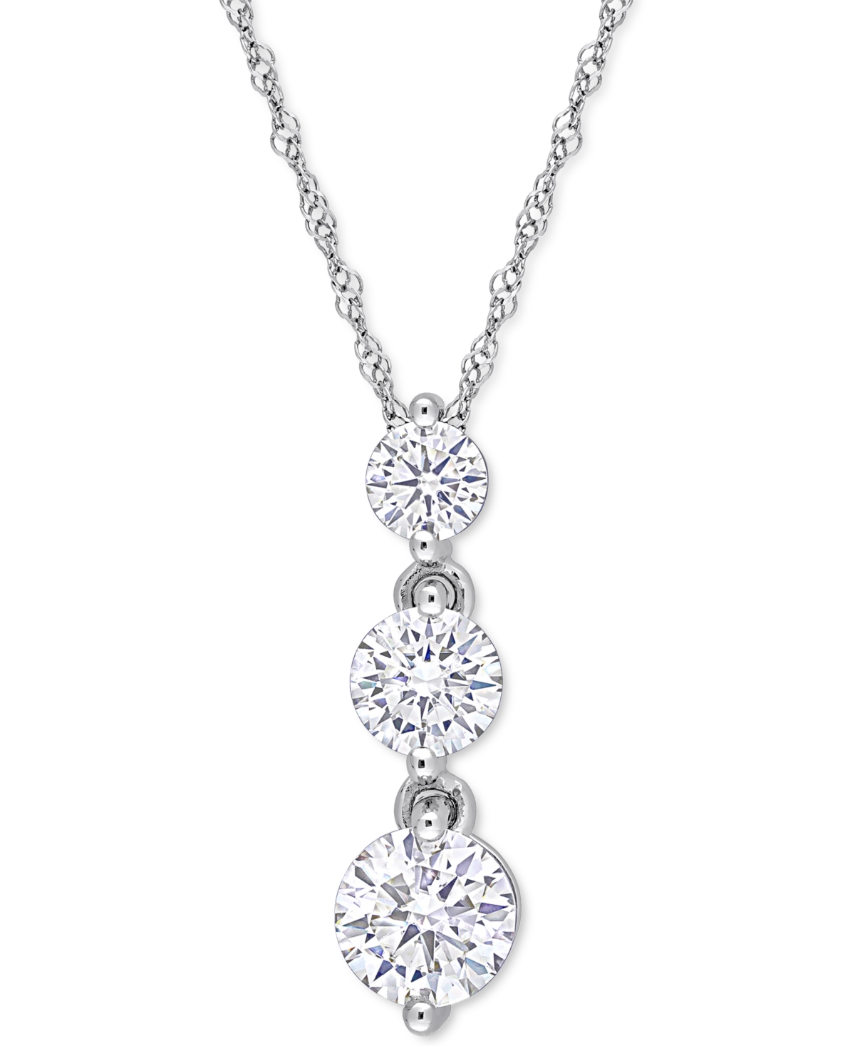 Click here for Lab-Grown Moissanite Triple Drop 18 Pendant Neckla... prices