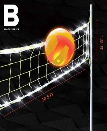 Black Series Night Glow Volleyball Set, LED Light-Up Ball and Stand Up ...