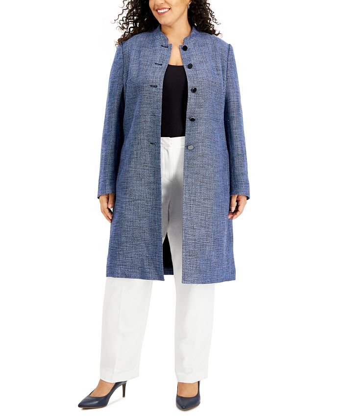 Kasper Plus Size Band-Collar Topper Jacket - Macy's