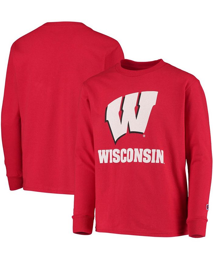 Champion Big Boys Red Wisconsin Badgers Lockup Long Sleeve T-shirt - Macy's