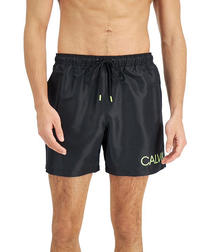 Calvin Klein Men's Quick-Dry UPF 50+ Logo-Print 5" Swim Trunks - Macy's