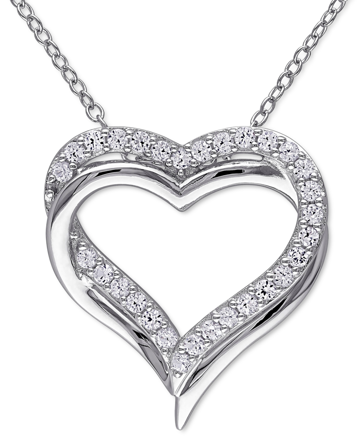 Click here for Lab-Grown White Sapphire Heart 18 Pendant Necklace... prices