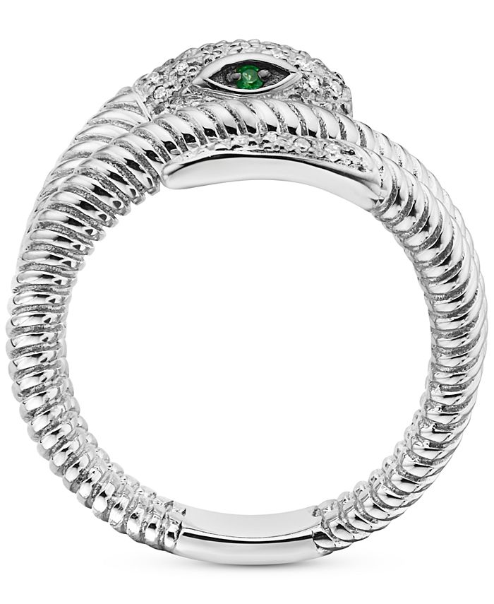 EFFY Collection EFFY® Diamond (1/8 ct. t.w.) & Tsavorite Accent Snake ...