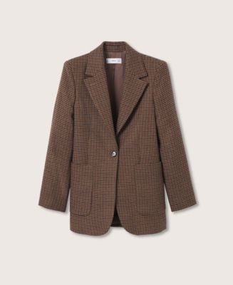 MANGO Women's Check Wool Suit Blazer - Macy's