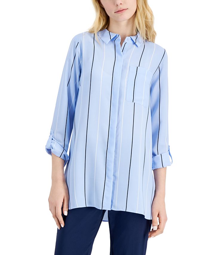 Alfani Printed Button-Front Tunic, Created for Macy's - Macy's