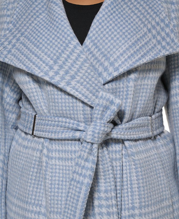 Calvin Klein Womens Plus Size Asymmetrical Belted Wrap Coat Created