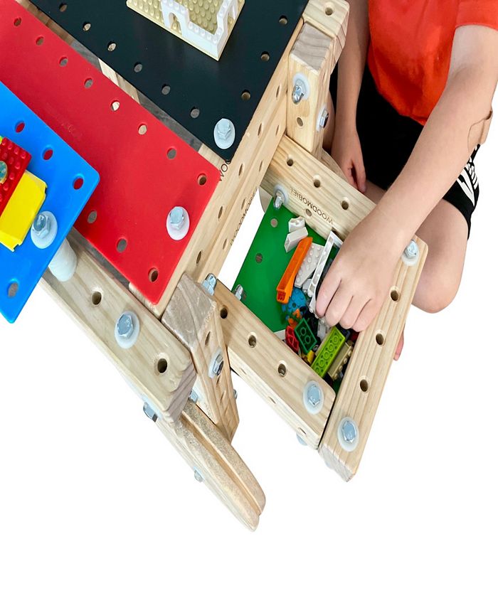 Funphix Woodmobiel by Starter Modular Construction Toy Set with 18 Wood ...