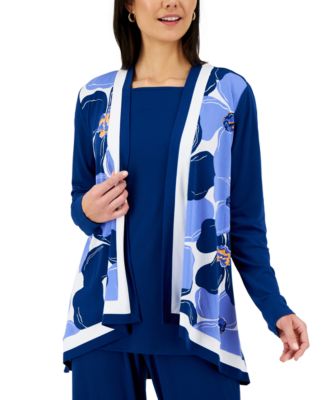 JM Collection Floral-Print Cardigan, Created for Macy's - Macy's