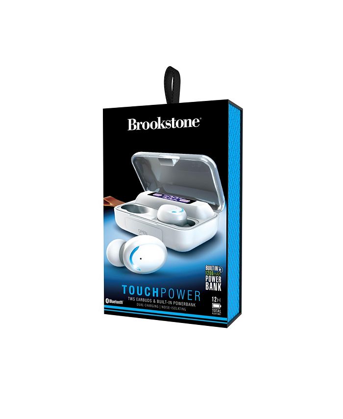 Brookstone Touch Power True Wireless Earbuds & Smart Power Bank Case ...