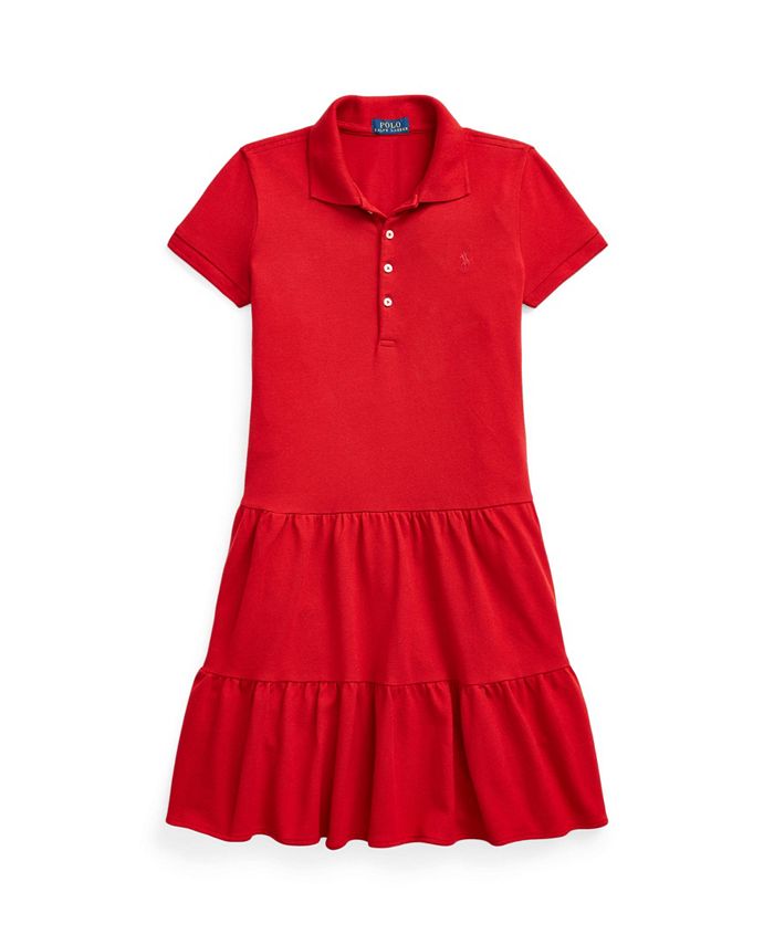 Polo Ralph Lauren Little Girls Tiered Stretch Mesh Polo Dress - Macy's