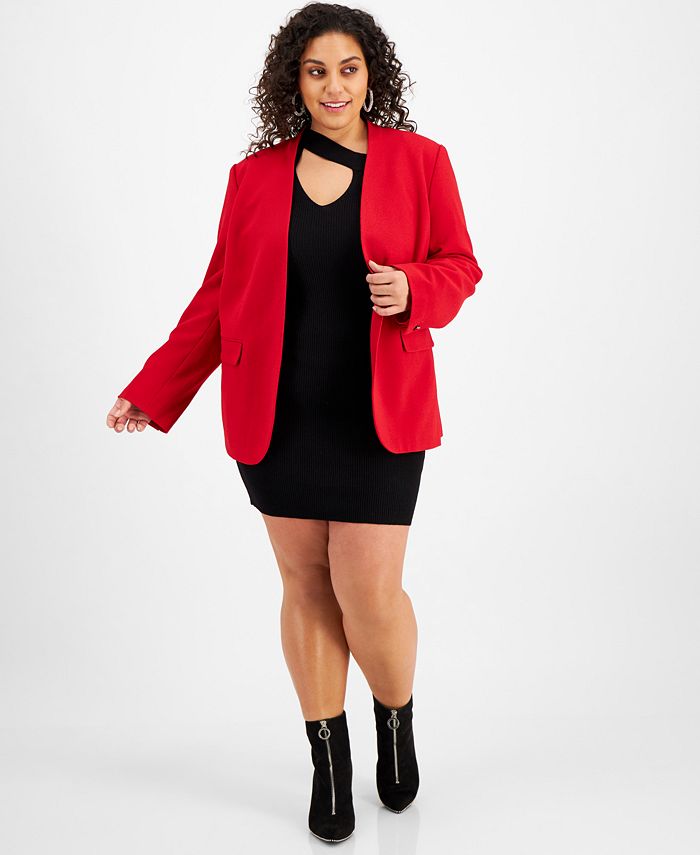 Bar III Plus Size Open-Front Blazer, Created for Macy's - Macy's
