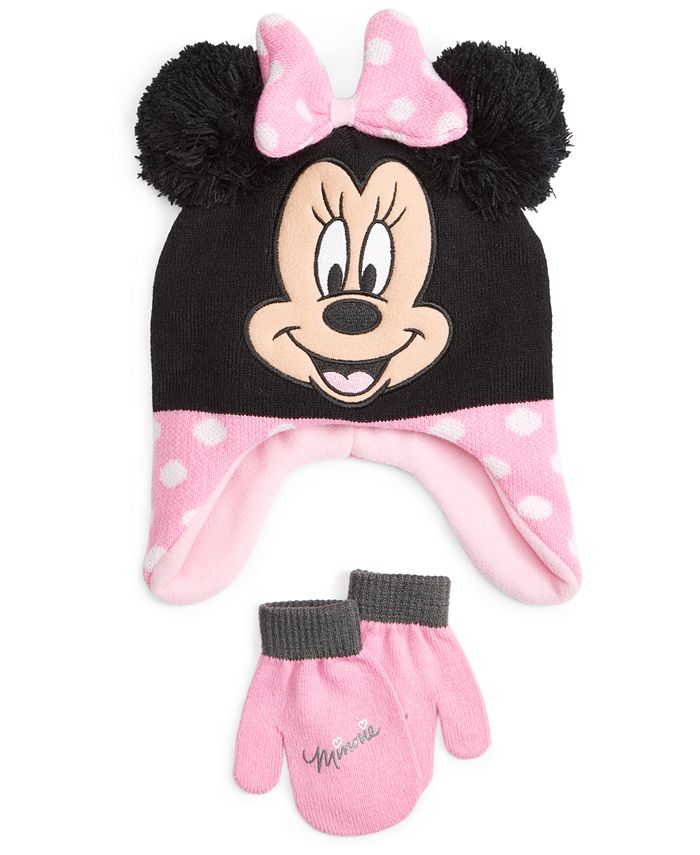 Berkshire Little Girls Minnie Mouse Hat & Mittens Set - Macy's