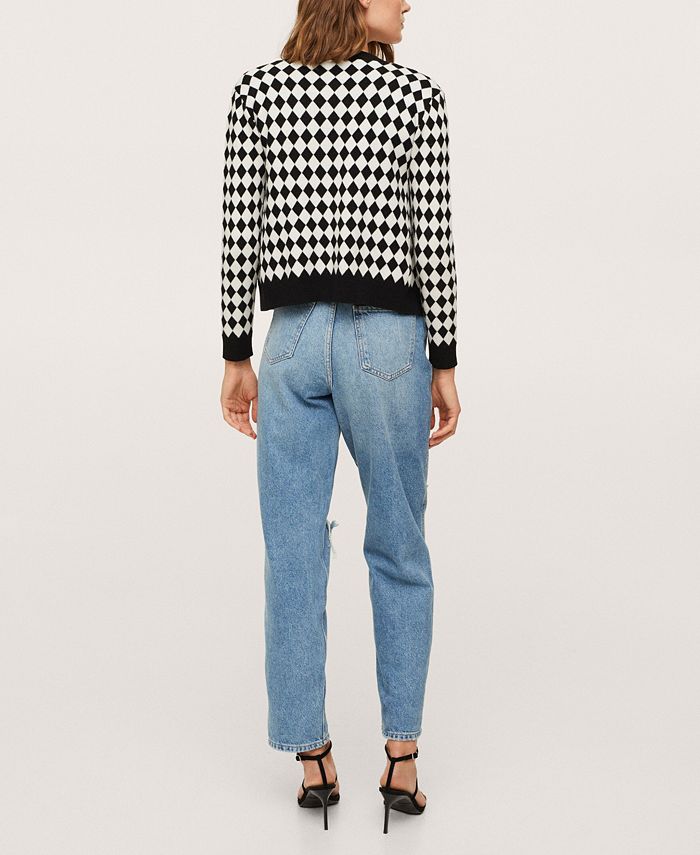 MANGO Women's Check Knitted Cardigan - Macy's