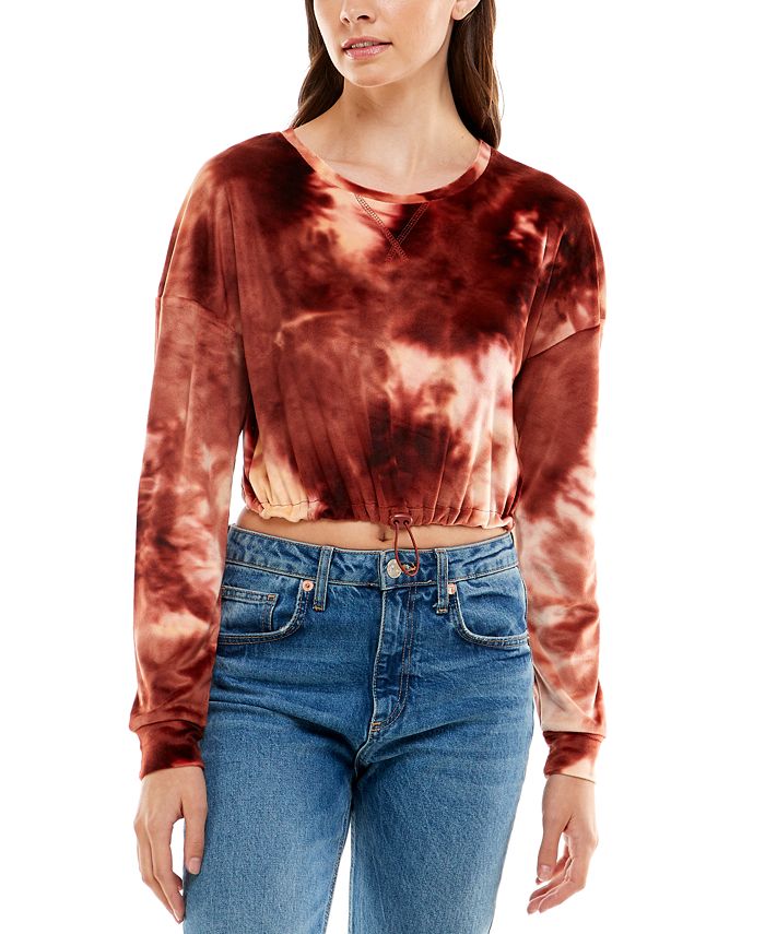 Derek Heart Juniors' Tie-Dye Drawstring-Waist Top - Macy's