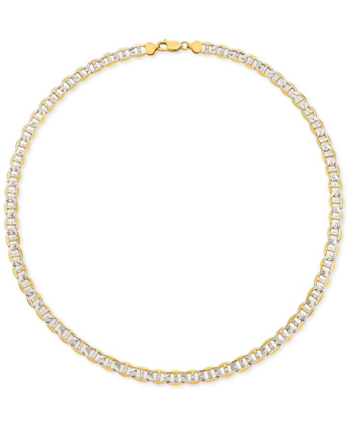 Italian Gold Men's Two-Tone Diamond Cut Mariner Link 24" Chain Necklace ...